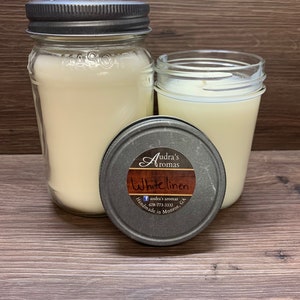 White Linen Candles/ Fresh Linen Candle/ Clean Laundry Scent/ Mason Jar ...