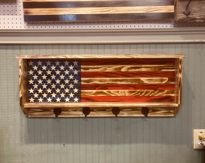American Flag Hat Rack, Hat Rack, Flag Display, American Flag, Flag ...