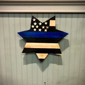 Seven Point Police Badge, Police Officer Gift, Thin Blue Line, Law ...