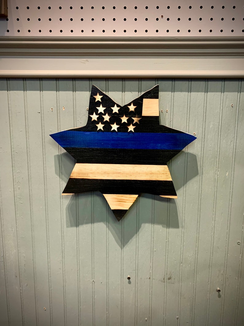 Seven Point Police Badge, Police Officer Gift, Thin Blue Line, Law ...