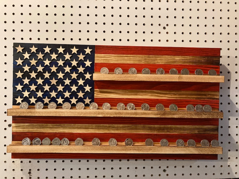 USA Coin Display, State Quarter Display, Wooden Flag, Silver Dollar ...