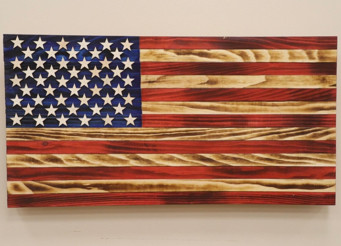 Wood Flag 24x13 Rustic American Burned Wood Flag American - Etsy