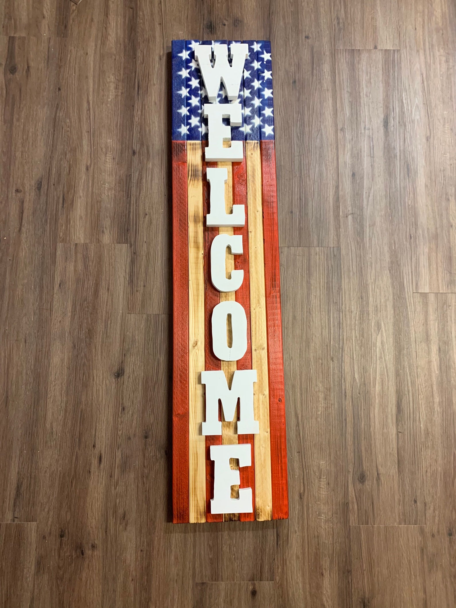 American Flag Welcome Sign Front Porch Welcome Sign Outdoor - Etsy