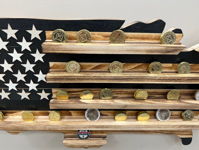 Subdued American USA Flag Challenge Coin Display Wooden Flag - Etsy