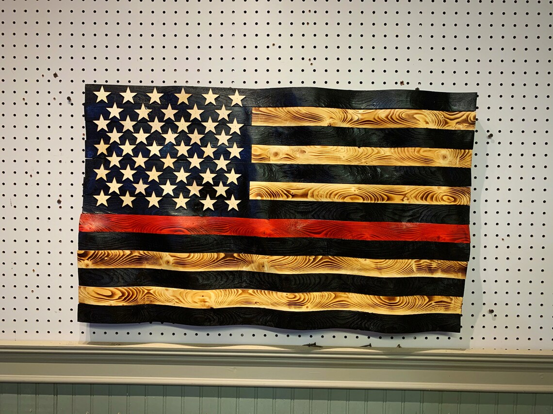 Wavy Thin Red Line Flag Fire Department Flag First Responder - Etsy