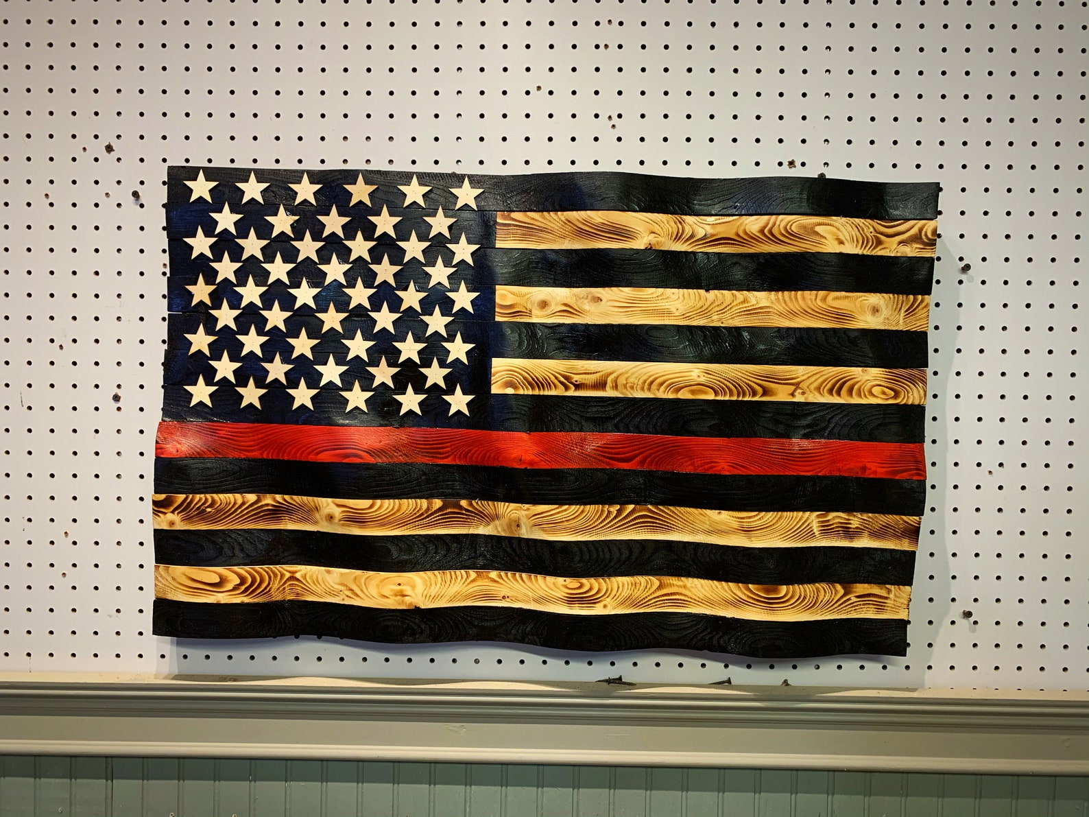Wavy Thin Red Line Flag, Fire Department Flag, First Responder Gift ...