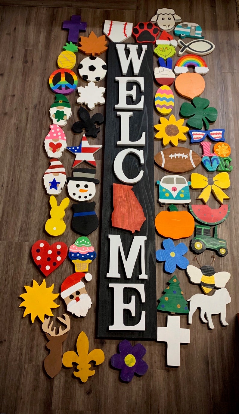 Welcome Sign with Interchangeable Pieces Doorway Welcome | Etsy