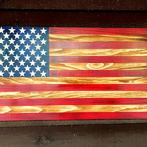 Wood Flag, Rustic American Burned Wood Flag, American Flag, - Etsy
