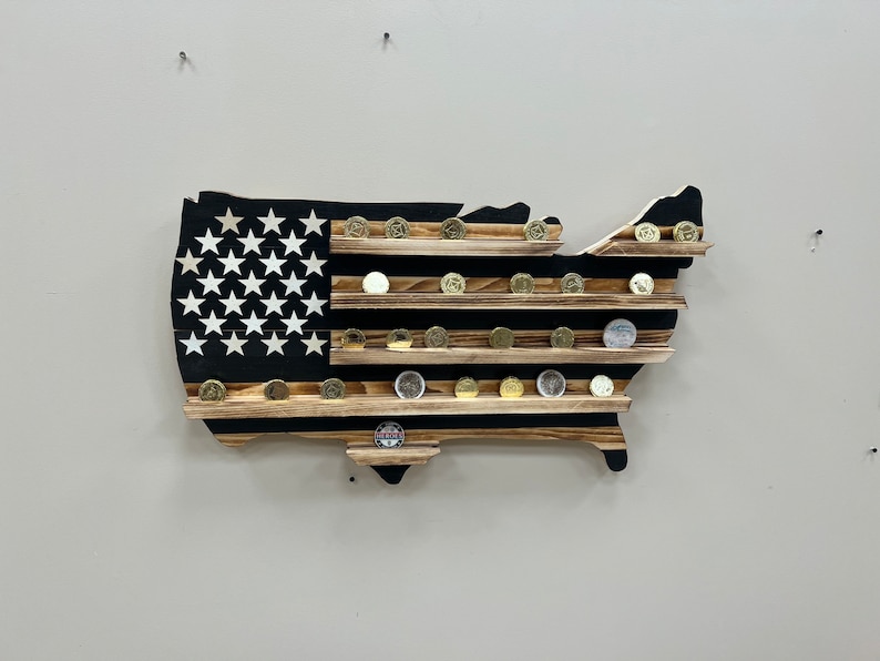 Subdued American USA Flag Challenge Coin Display Wooden Flag - Etsy