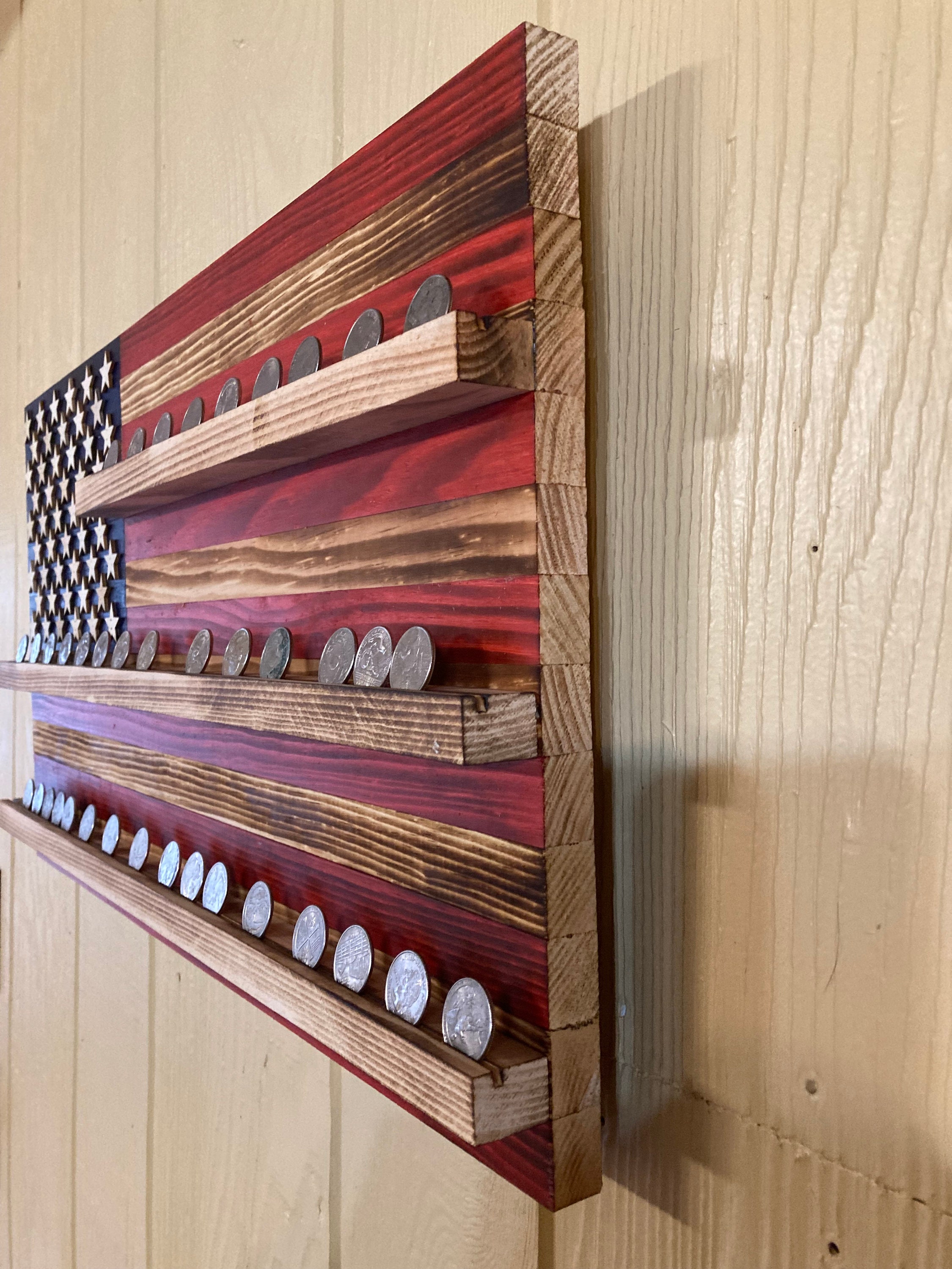 USA Coin Display, State Quarter Display, Wooden Flag, Silver Dollar ...