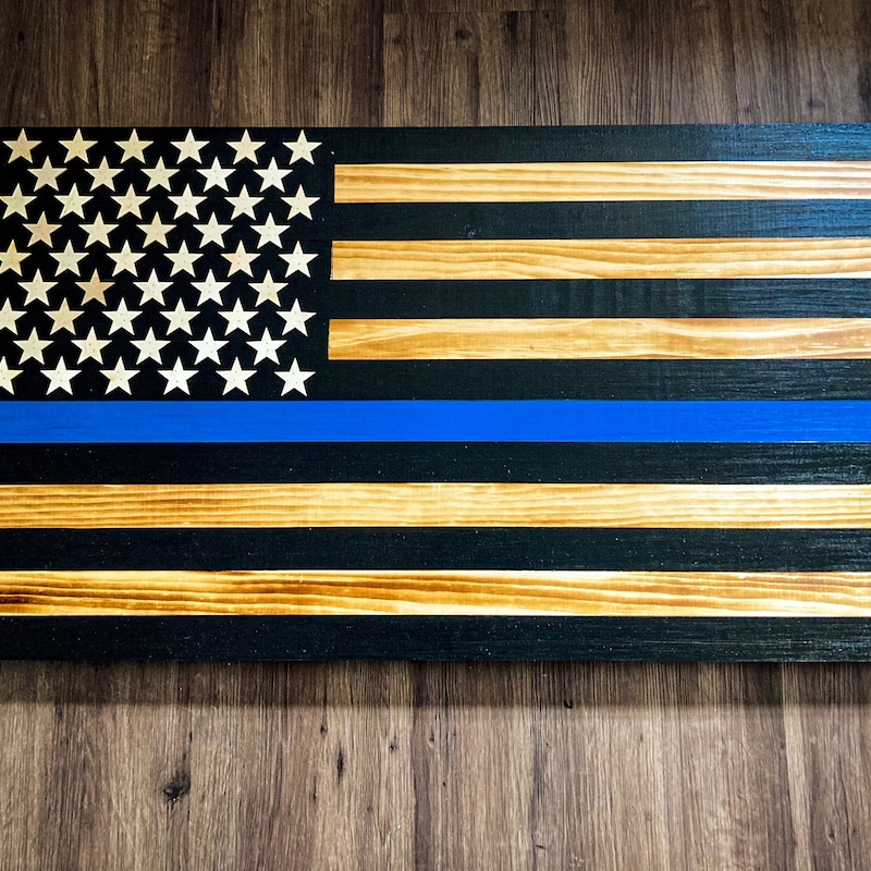 Wooden Thin Blue Line Flag - Etsy