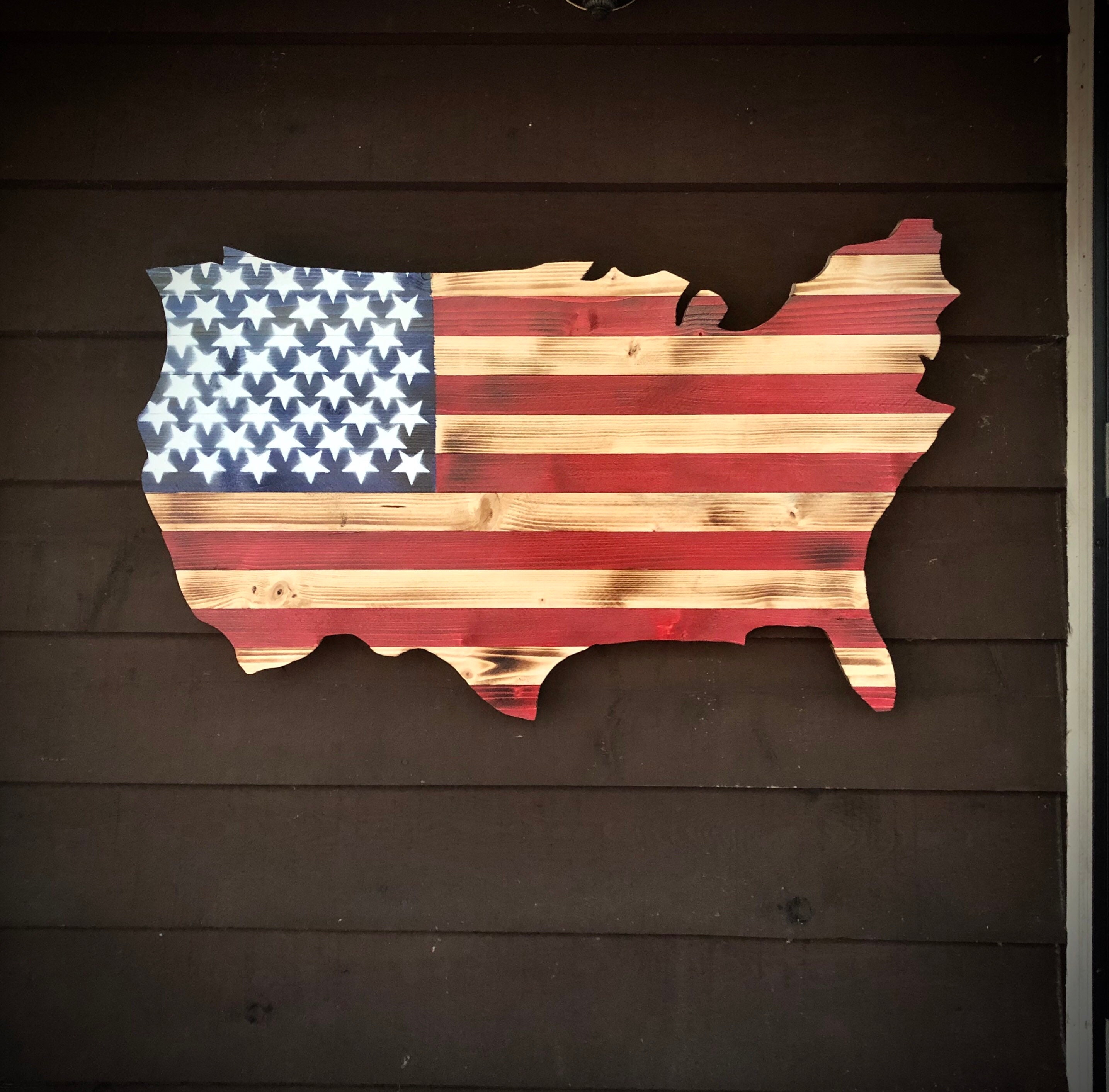 United states cutout flag america flag wood flag rustic | Etsy