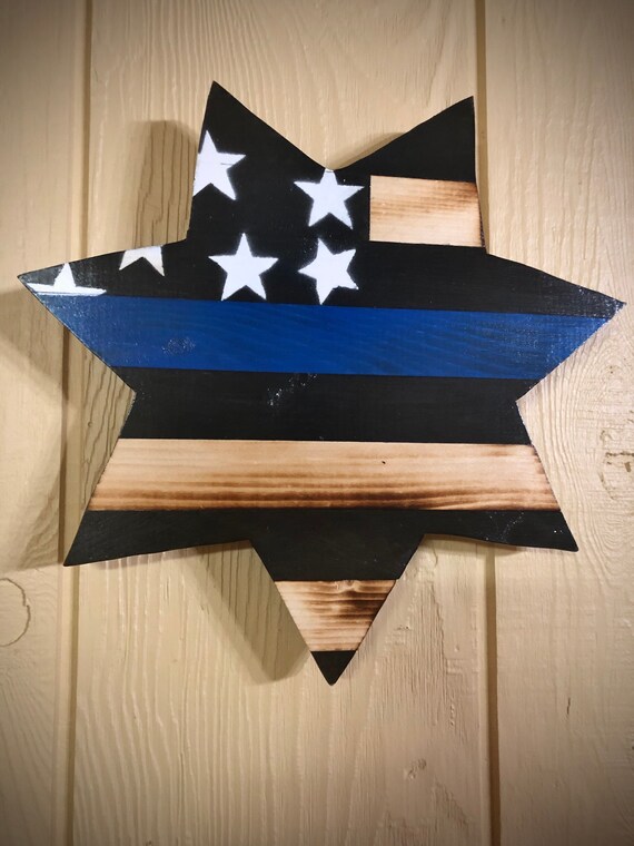 Seven Point Police Badge Police Officer Gift Thin Blue Line | Etsy