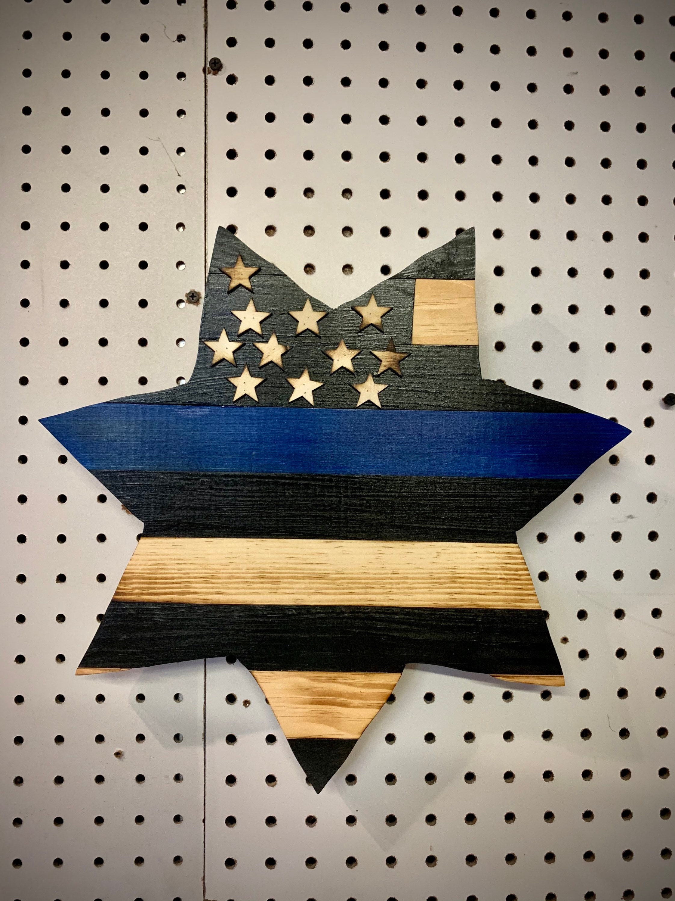 Seven Point Police Badge, Police Officer Gift, Thin Blue Line, Law ...