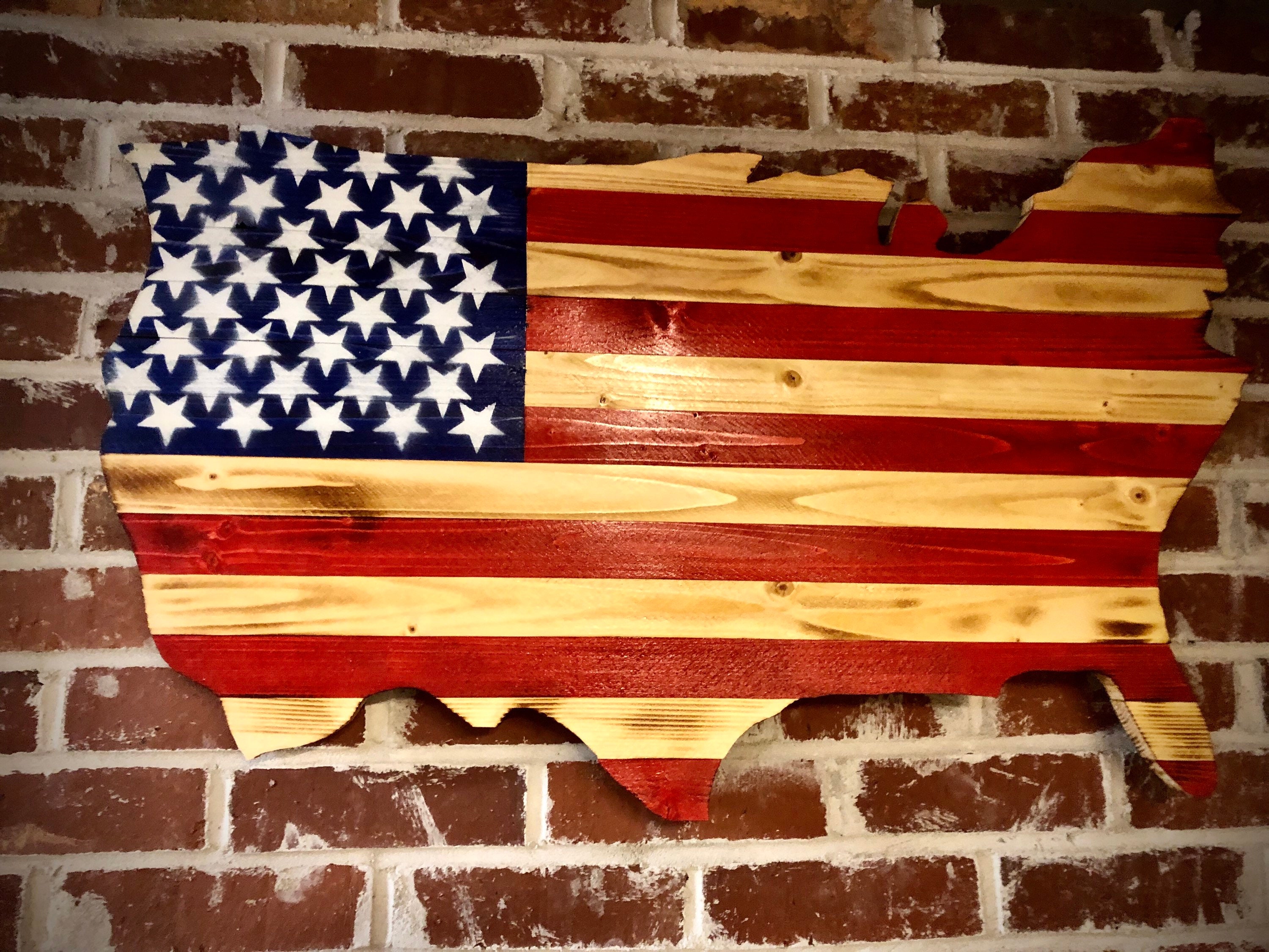 United states cutout flag america flag wood flag rustic | Etsy