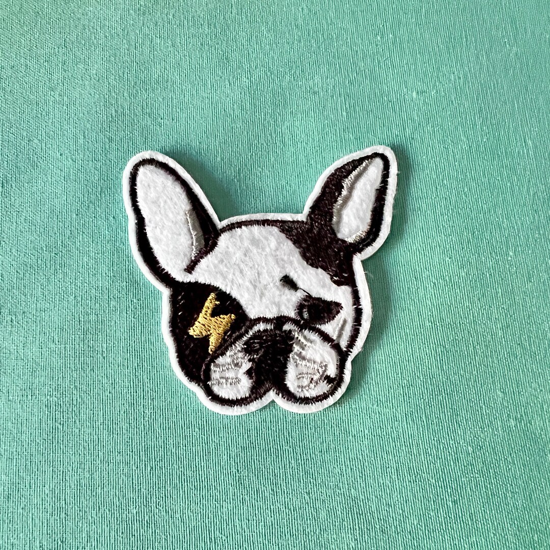 French Bulldog Dog Patches - Lightning Iron on Patch - Iron on Dog ...