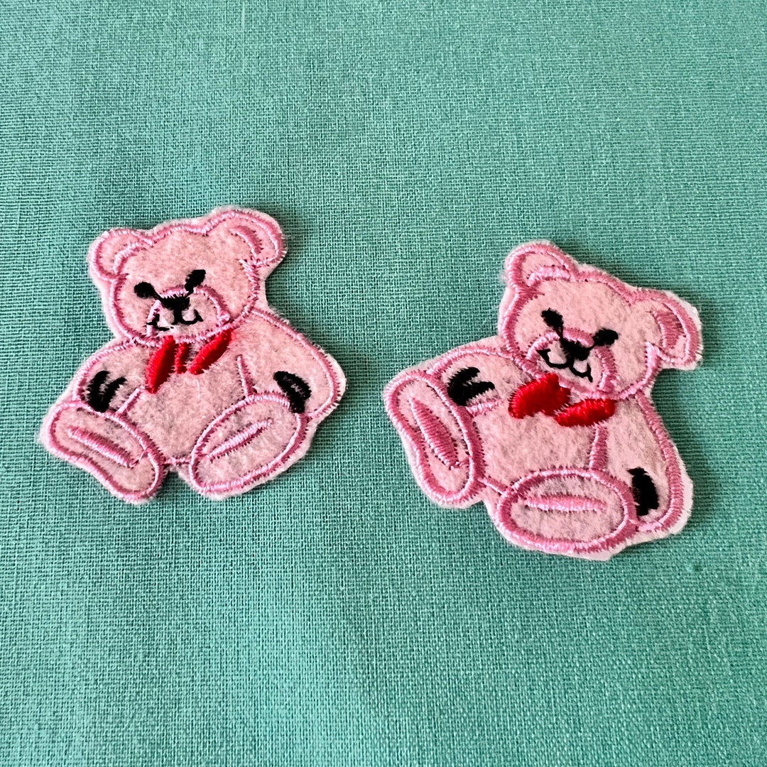 2x Teddy Bear Patches Pink Teddy Bear Iron on Patch Iron on Teddy Bear ...