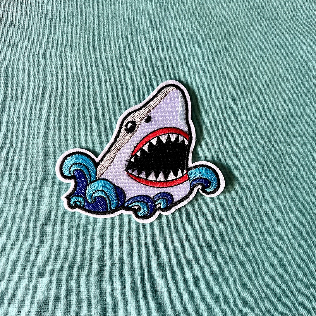 Shark Patch - Great White Shark Iron on Patch - Iron on Patches ...