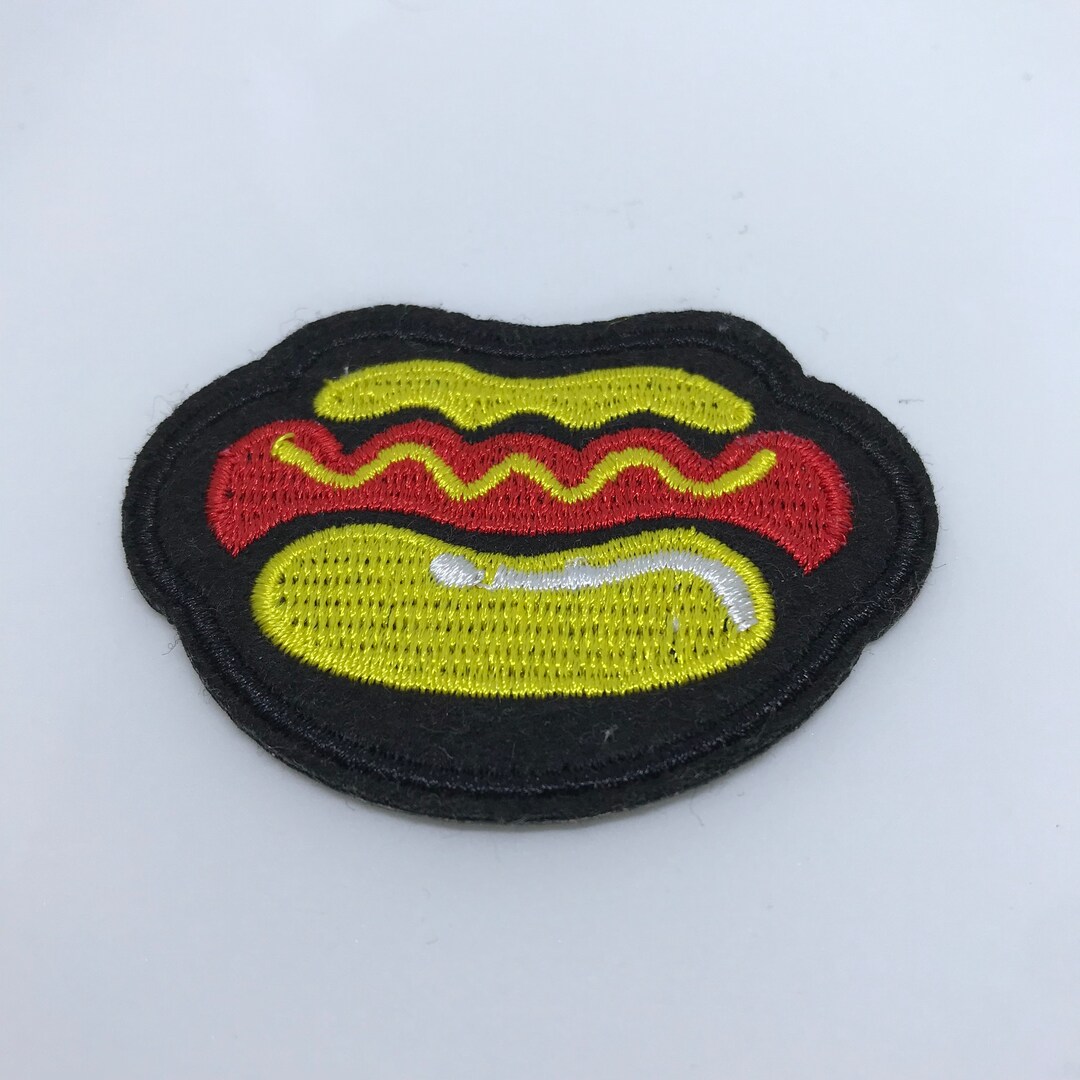 Hot Dog Patches - Hot Dog Iron on Patch - Iron on Hotdog Patch - Iron ...