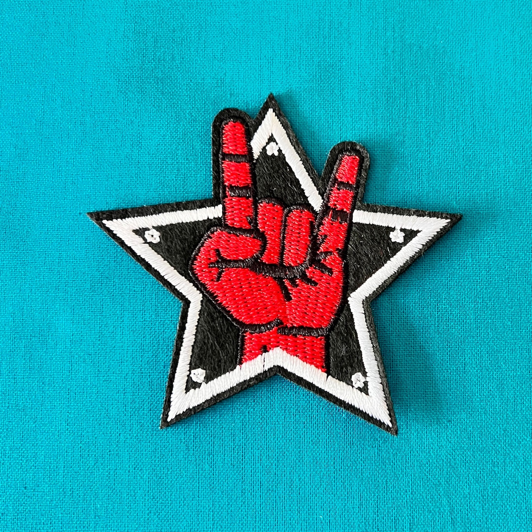 Rock Symbol Patch Rock Hand Symbol Iron on Patch Rock N Roll Hand ...
