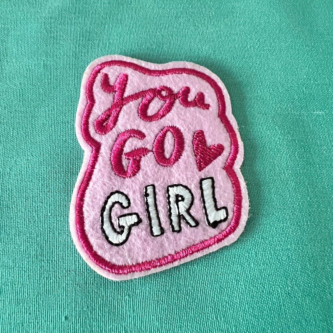 You Go Girl Patches - Iron on Pink Patch - Girl Power Iron on Patches ...