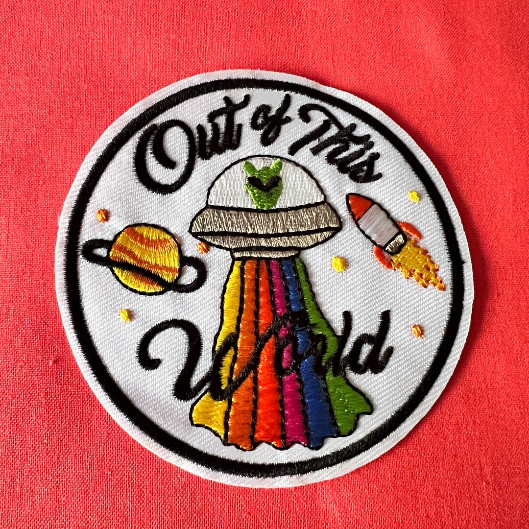 Out of This World UFO Iron on Patch - Outer Space Iron on Patches - Rainbow UFO Iron on Patches ...