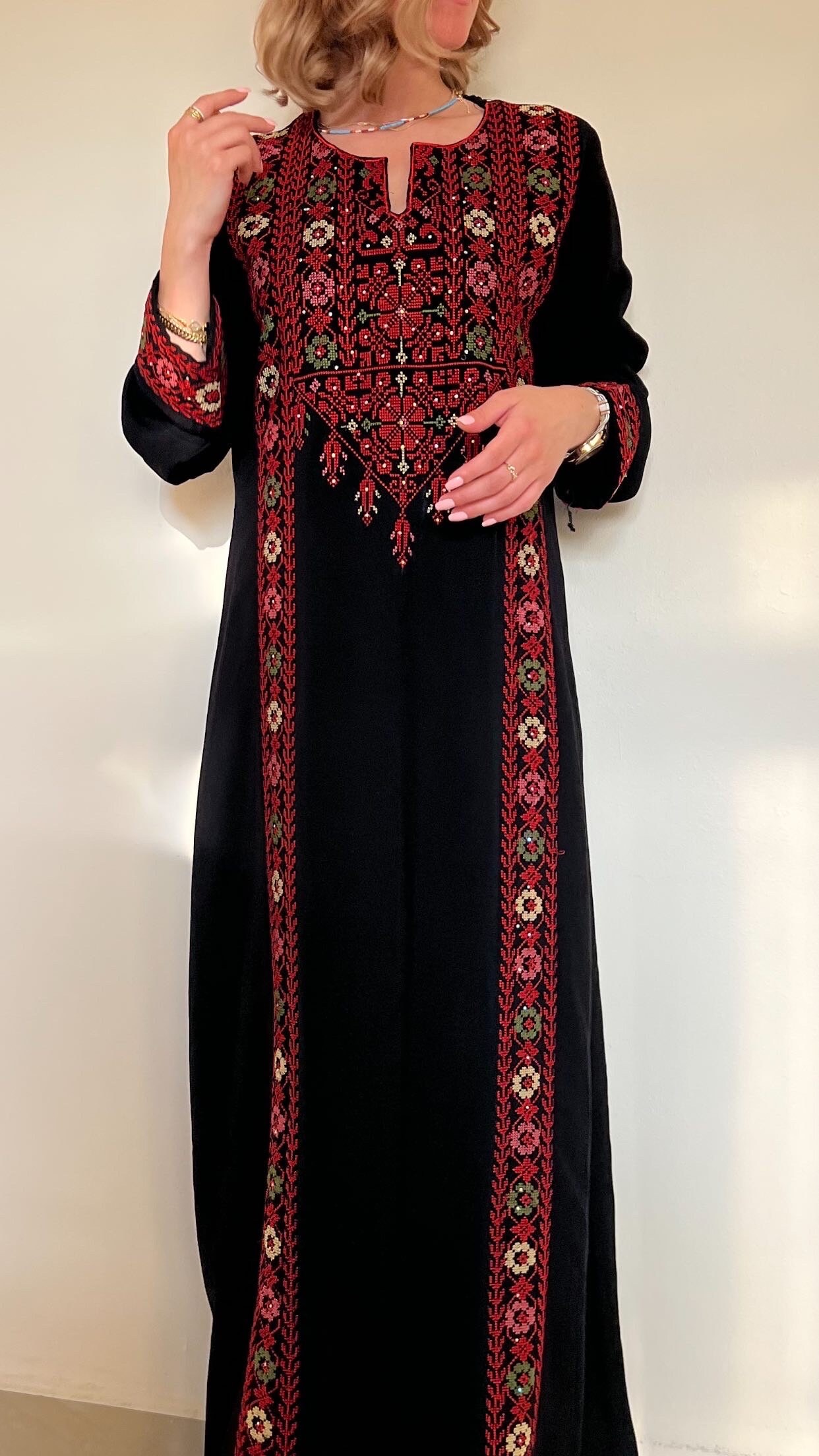 Palestinian Style Abaya Dress Hand Embroidered Only One Left in This ...