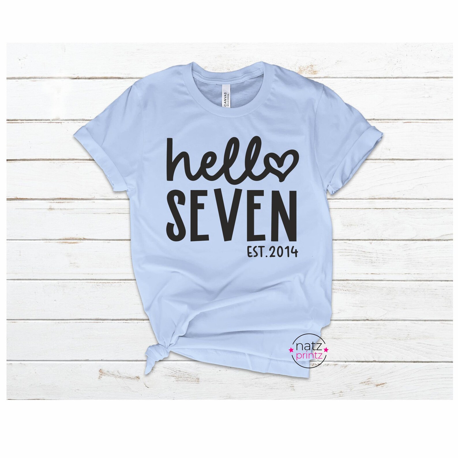 Hello Seven Est 2014 Shirt 7th Birthday Shirt Seven Year Old | Etsy