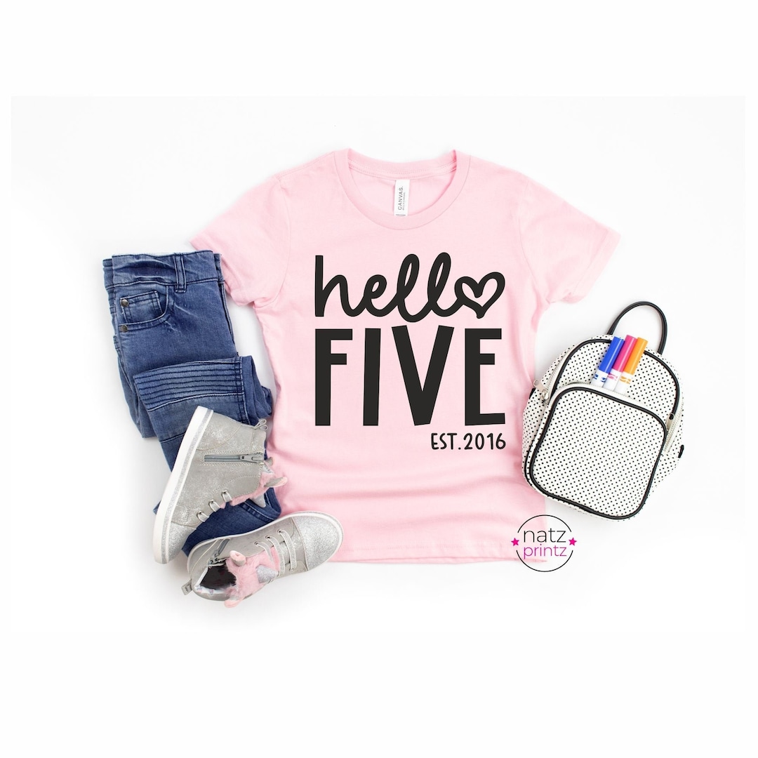 Hello Five Shirt, 5th Birthday Shirt, Birthday Girl Shirt, Birthday ...