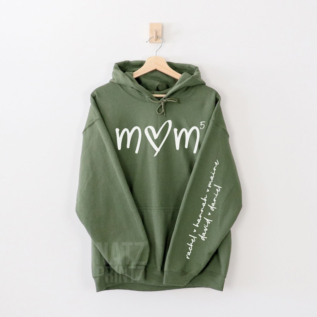 Customized Mom Sweatshirt With Kid Name on Sleeve, Personalized Mom ...