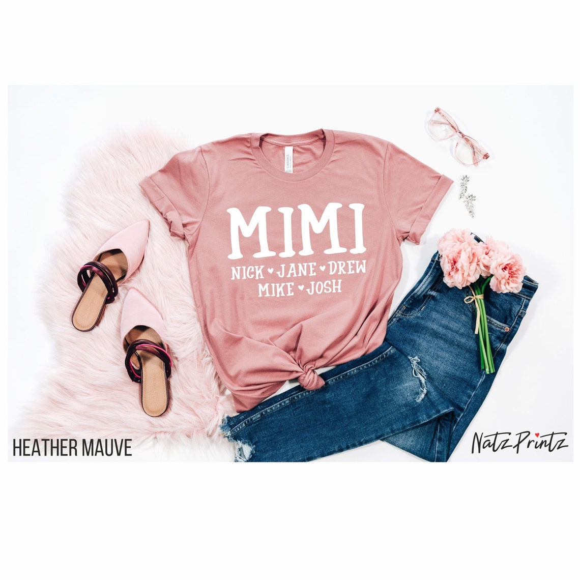 Personalized Mimi T-shirt With Grandkids Names Mimi Shirt - Etsy