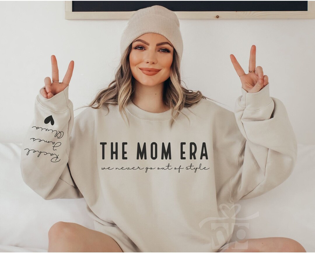 The Mom Era Sweatshirt, Mom Sweatshirt With Kids Names on Sleeve, Gift ...