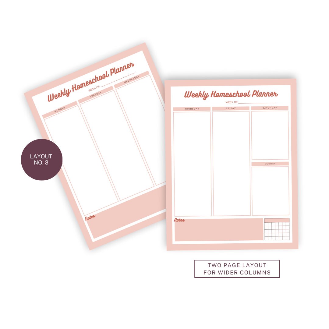 Homeschool Digital Weekly Planner Sheets terra Cotta PRINT AT HOME - Etsy