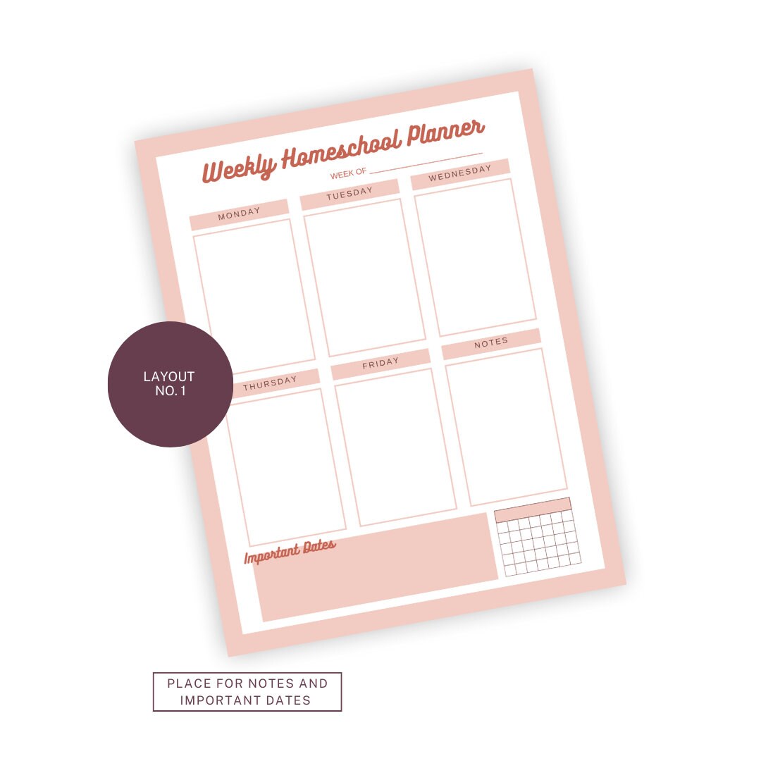 Homeschool Digital Weekly Planner Sheets terra Cotta PRINT AT HOME - Etsy