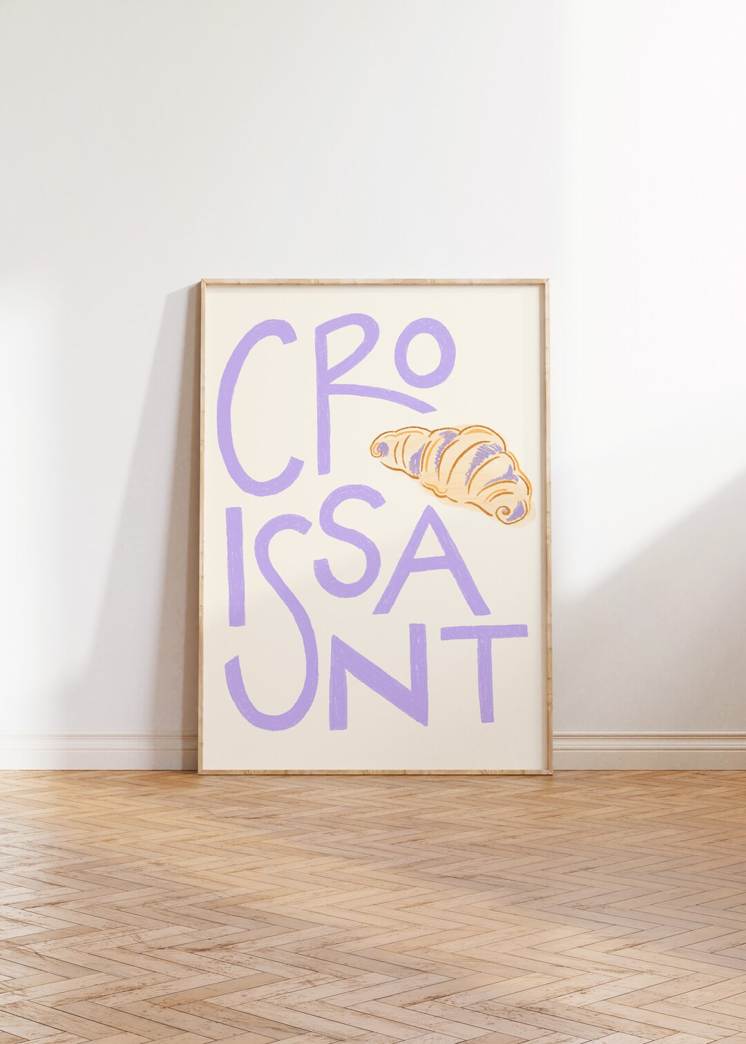 Croissant Typography Art Print Poster Food Wall Art Home Decor Digital ...