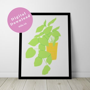 Pothos Plant Illustration Print Digital Download Poster Wall - Etsy