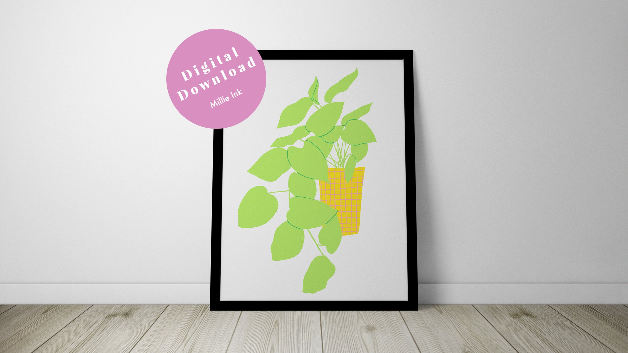 Pothos Plant Illustration Print Digital Download Poster Wall - Etsy