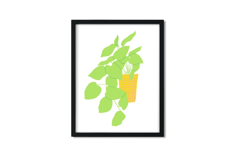 Pothos Plant Illustration Print Digital Download, Poster, Wall Art ...