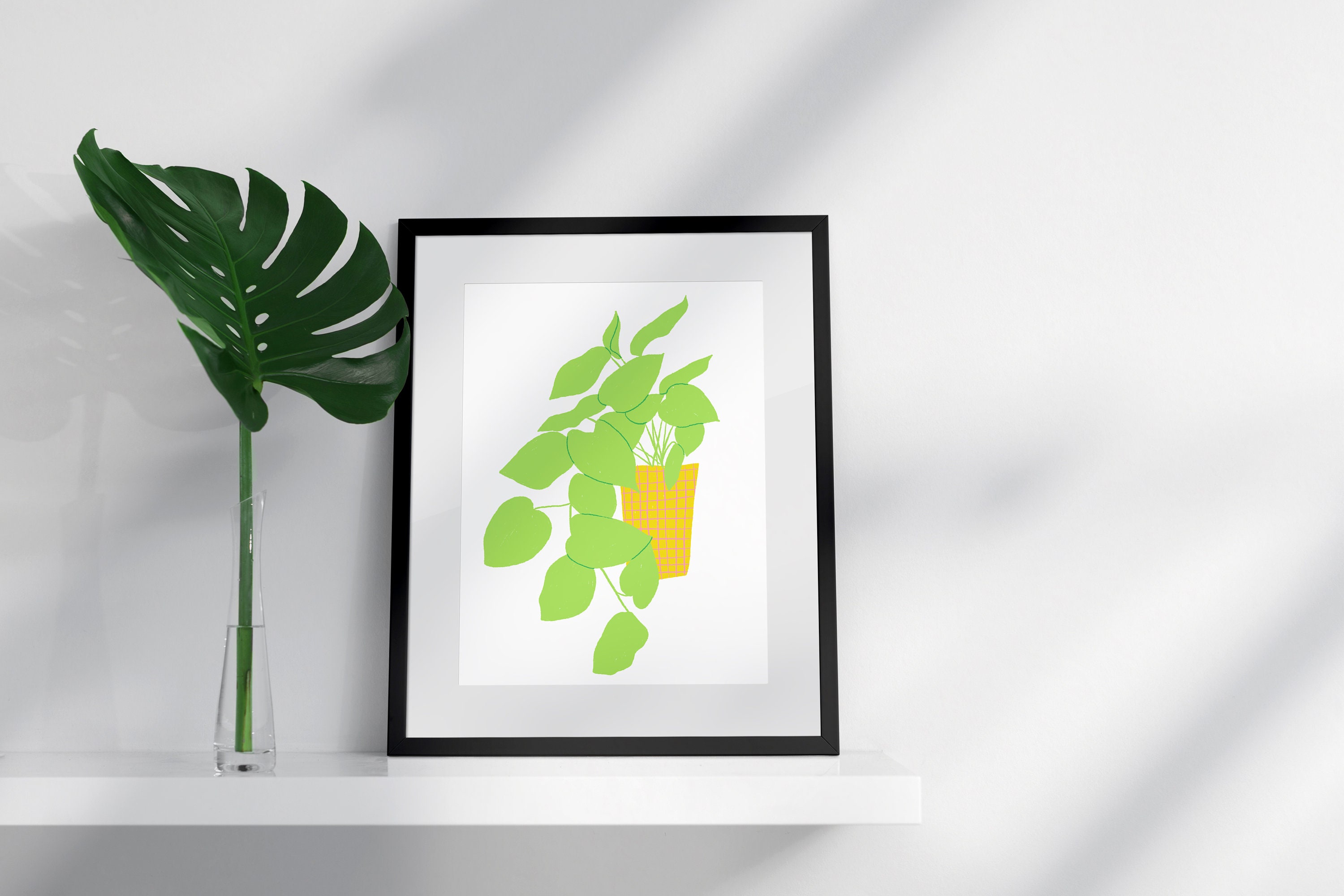 Pothos Plant Illustration Print Digital Download, Poster, Wall Art ...
