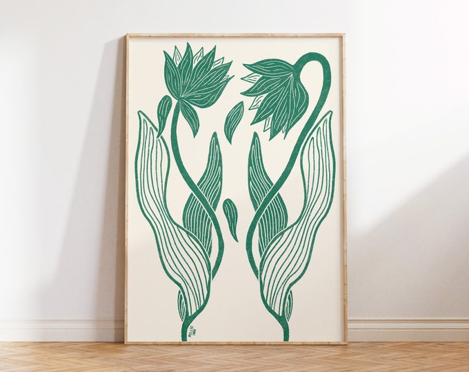 Spring Garden Flower Illustration Wall Art Poster Ready-to-hang - Etsy