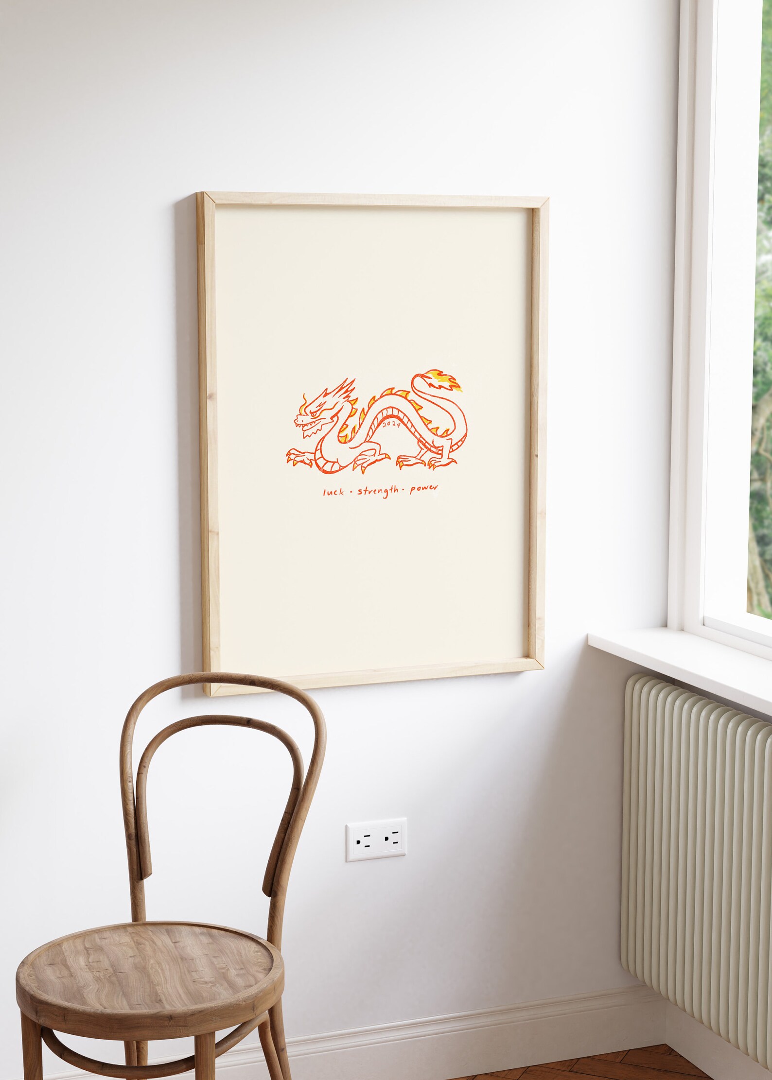 Dragon Lunar New Year 2024 Illustration Digital Download Wall Art Home ...