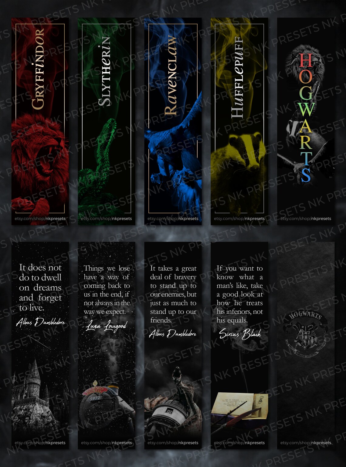 10 Printable Bookmarks HP Collection - Etsy