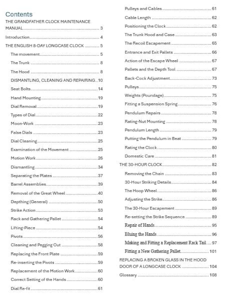 The Grandfather Clock Maintenance Manual It Focuses on the English 8 ...