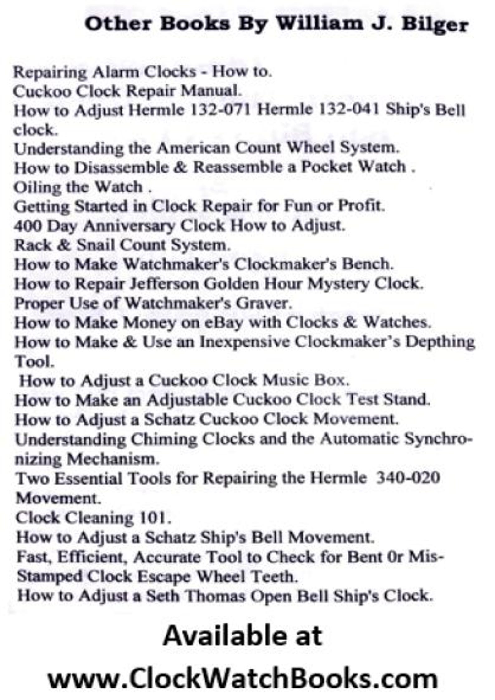 The Cuckoo Clock Repair Manual - Bilger - Etsy