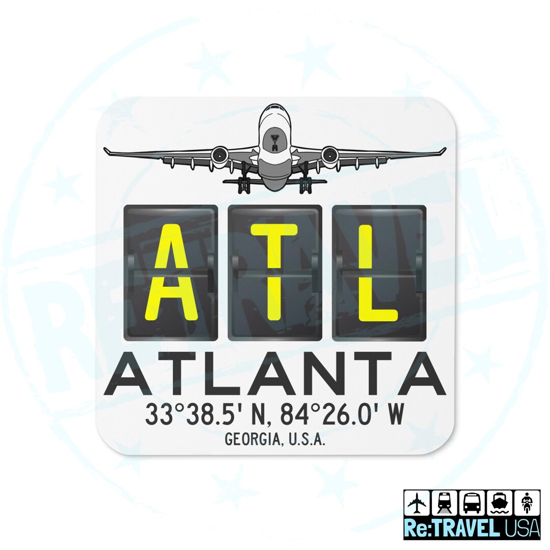 ATLANTA Georgia Airport Code Cork-back Coaster Georgia Gift Atlanta ...