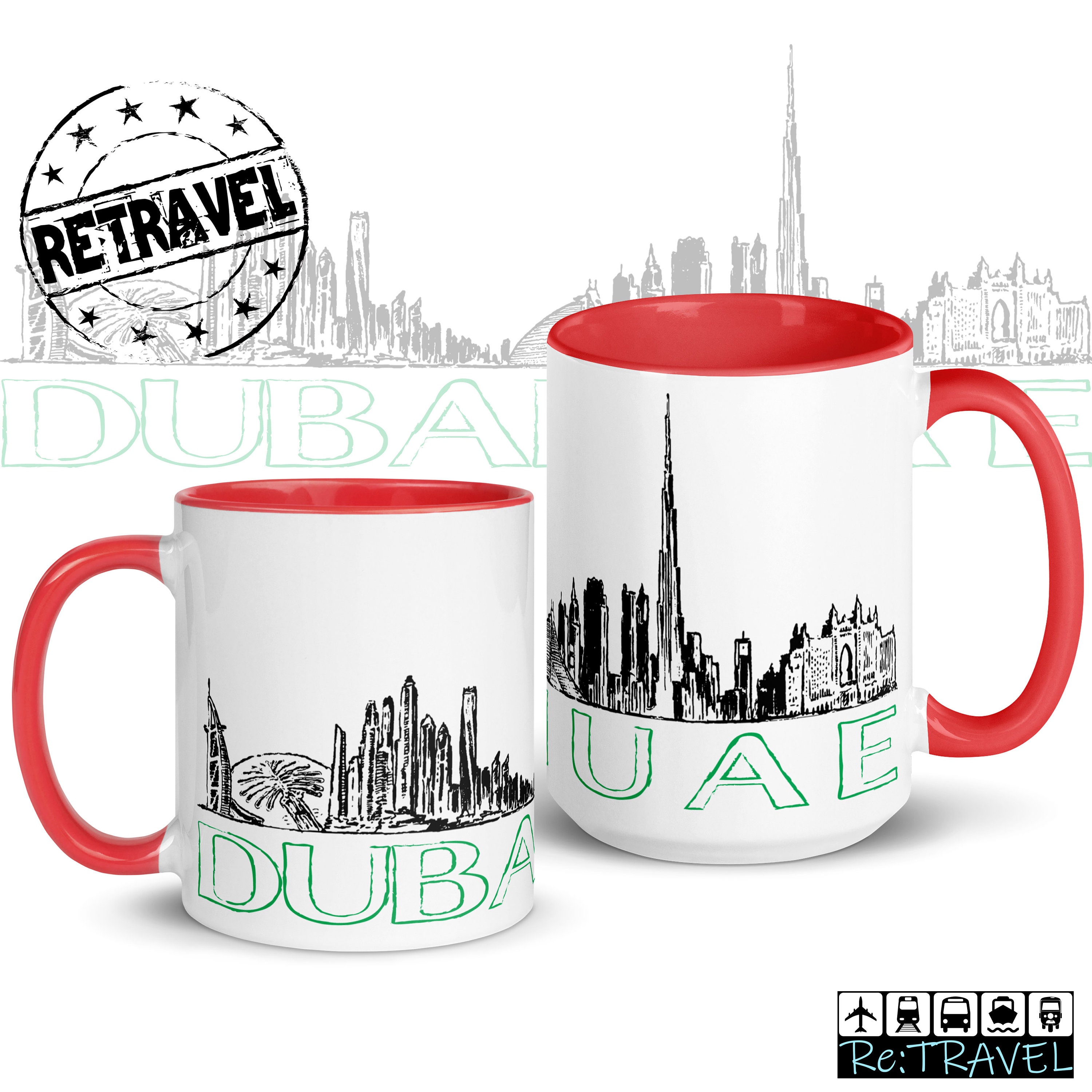 DUBAI United Arab Emirates Skyline Coffee Mug UAE Souvenir - Etsy