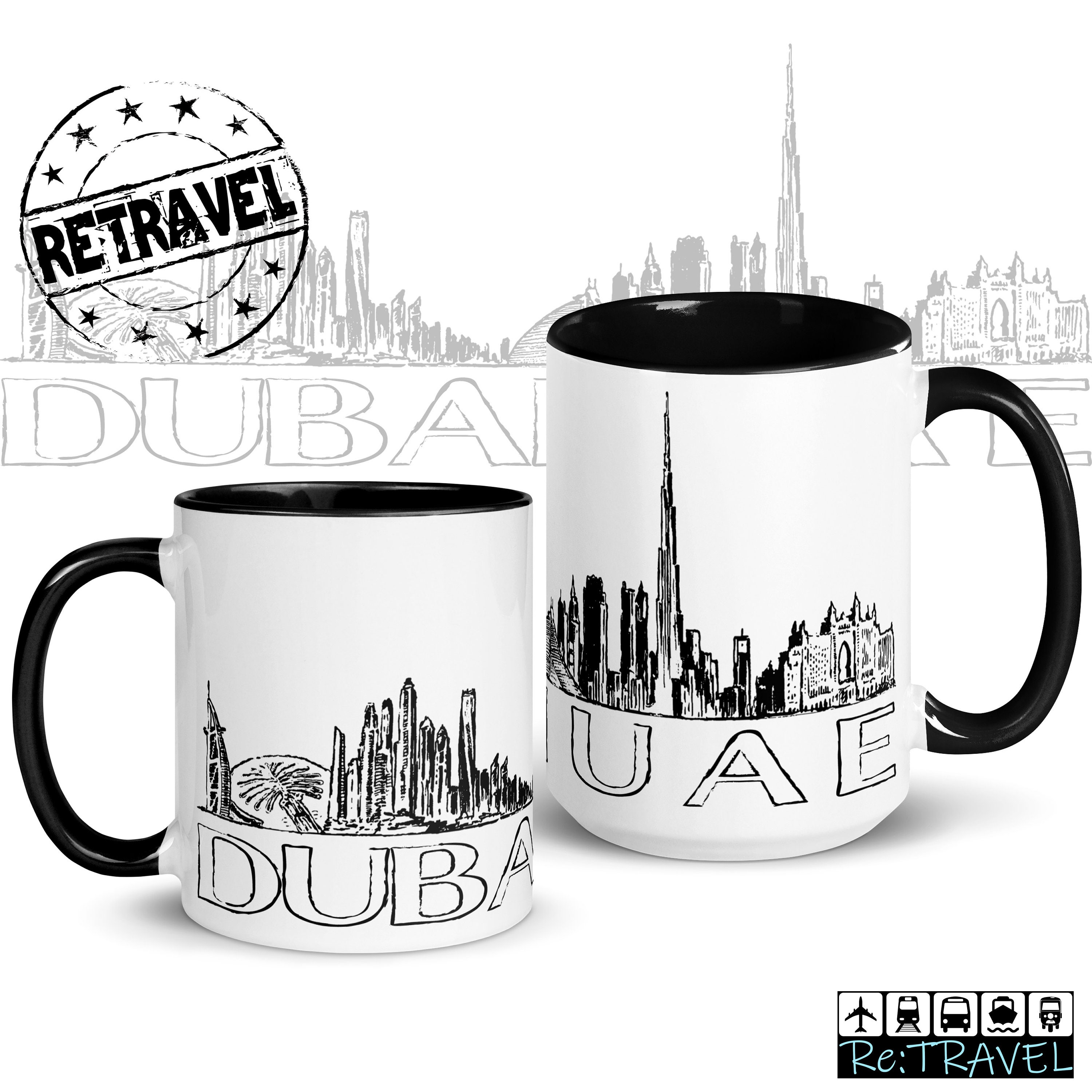 DUBAI United Arab Emirates Skyline Coffee Mug UAE Souvenir Coffee Lover ...