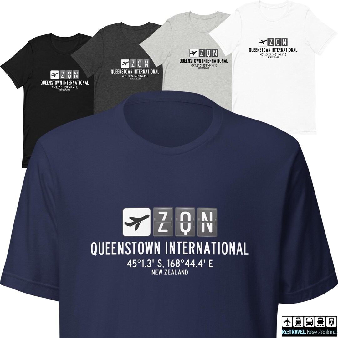 QUEENSTOWN New Zealand Airport Code Shirt ZQN Otago Airplane Shirt ...