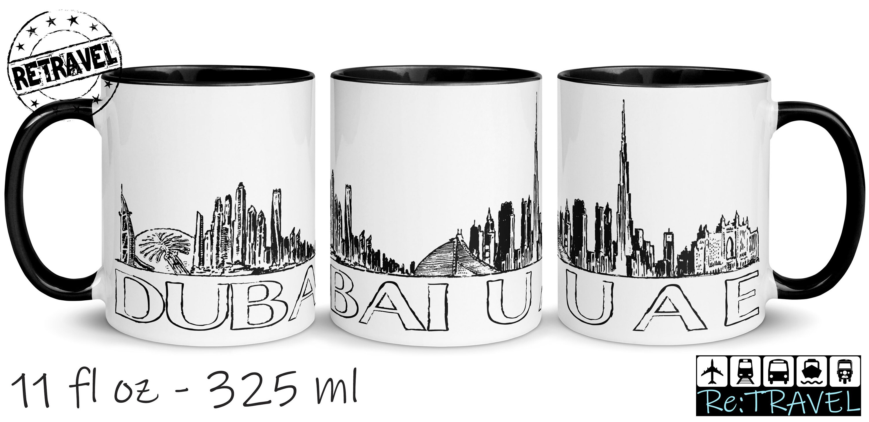 DUBAI United Arab Emirates Skyline Coffee Mug UAE Souvenir - Etsy