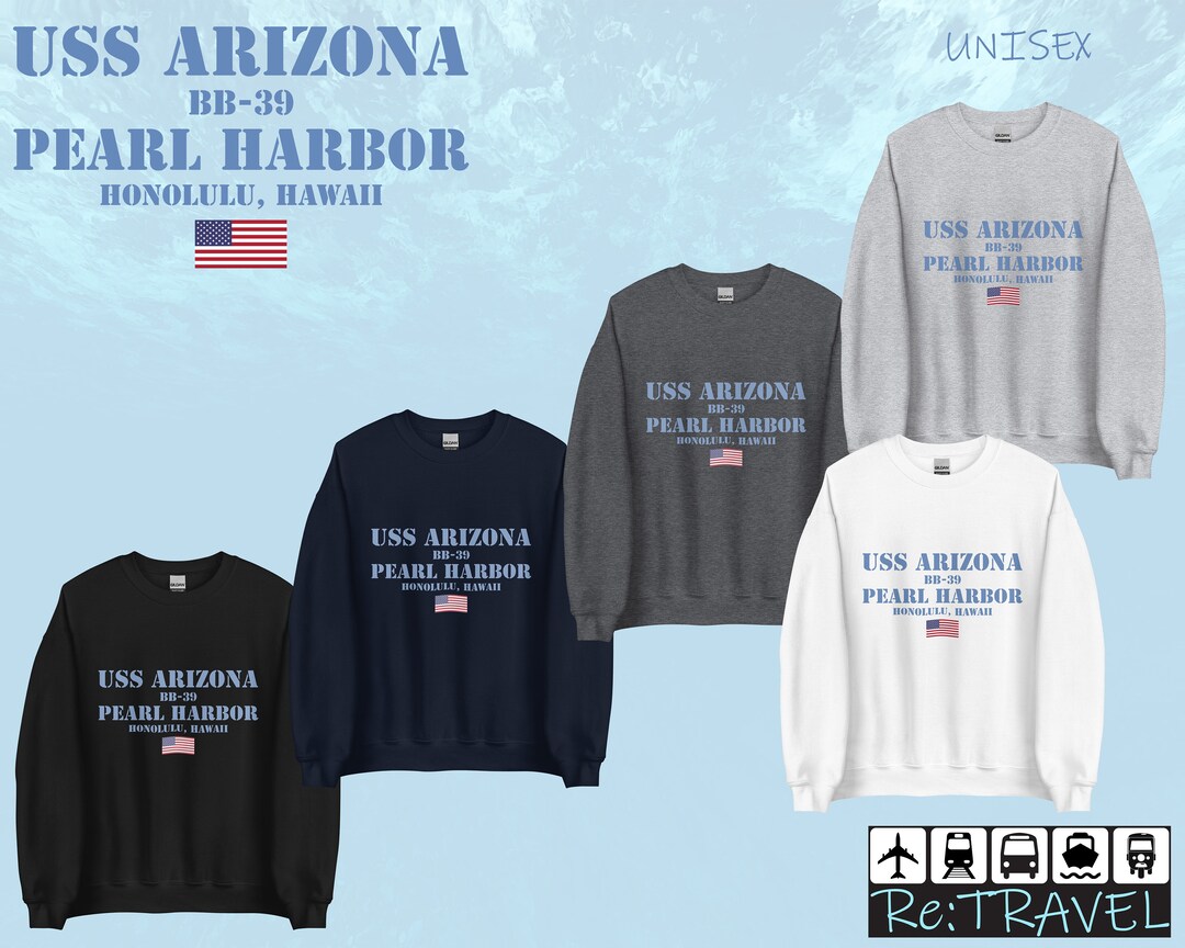 USS Arizona Pearl Harbor Honolulu Hawaii Sweatshirt, Hawaiian ...